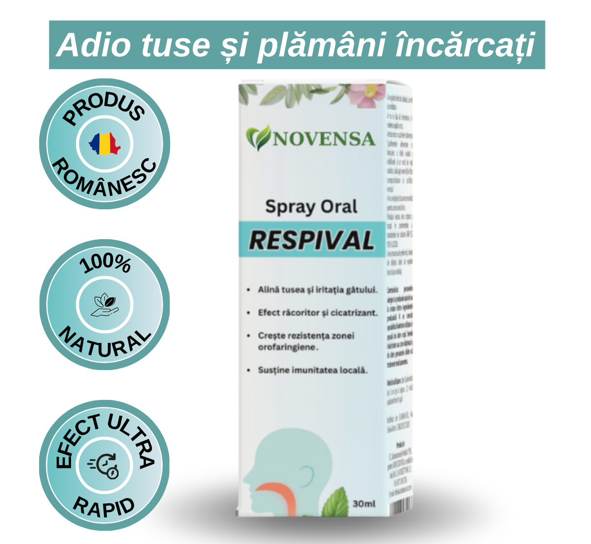 Spray de plante pentru curățarea plămânilor și anti-tuse RESPIVAL – Novensa