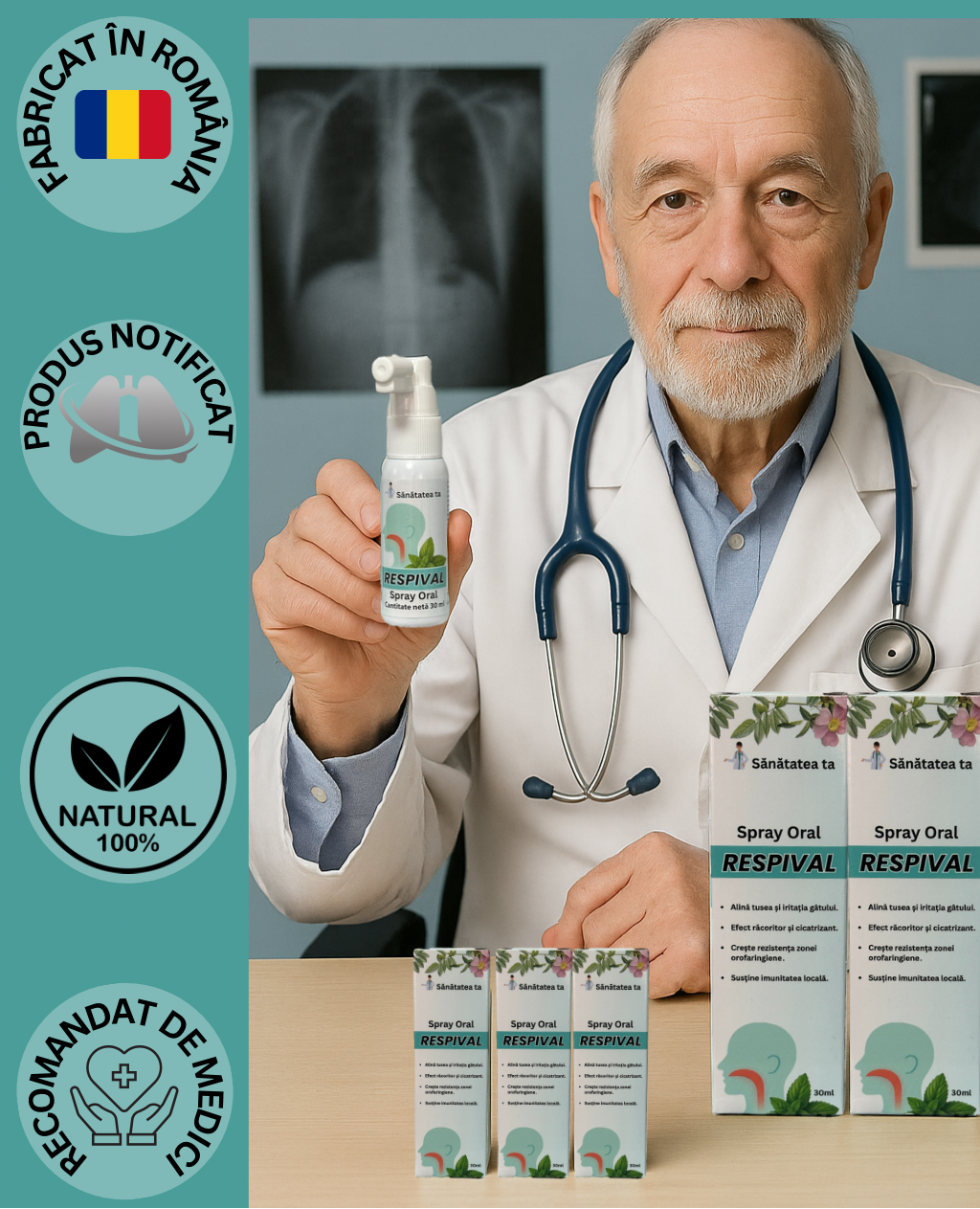 Spray de plante pentru curățarea plămânilor și anti-tuse RESPIVAL – Novensa